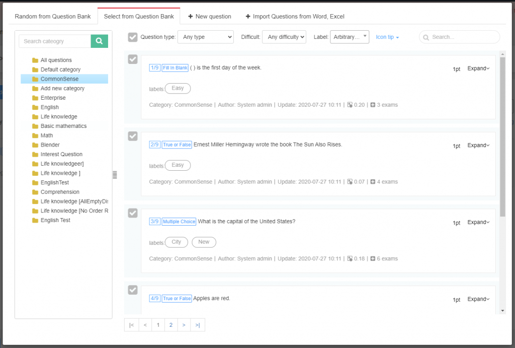 What is the use of the question bank classification function in the ...